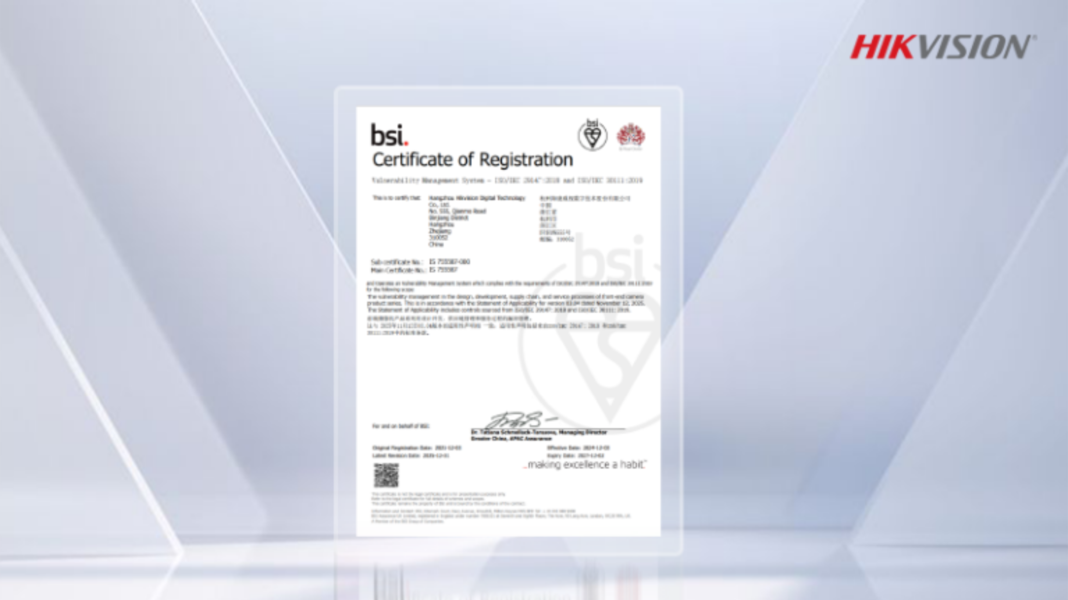 Hikvision Earns ISO/IEC 29147 and ISO/IEC 30111 Certification for ...